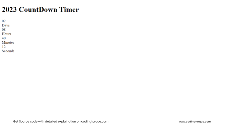 2023 Countdown Timer Using Html Css And Javascript With Source Code Coding Torque Coding Torque 9322