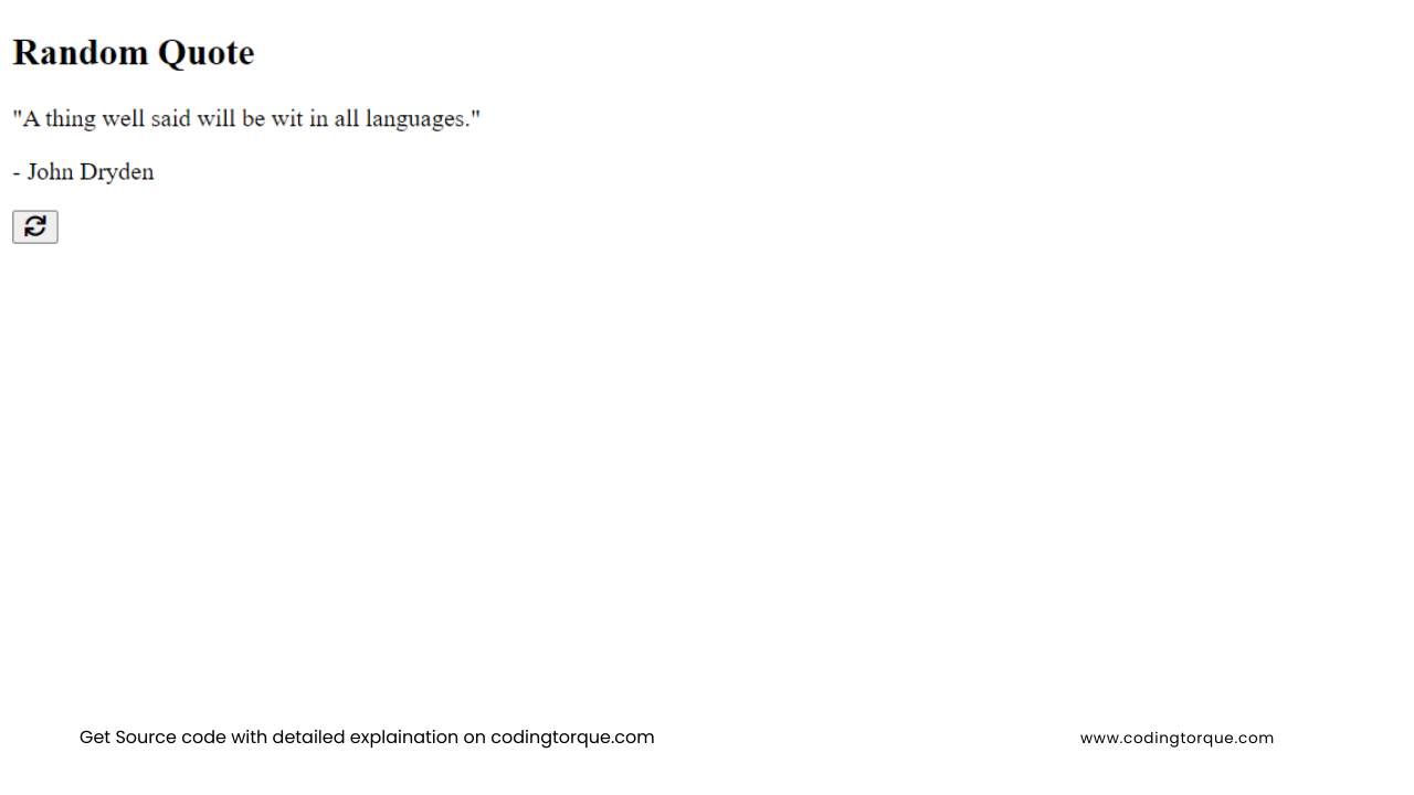 Random Quote Generator Using Html Css And Javascript Coding Torque Coding Torque
