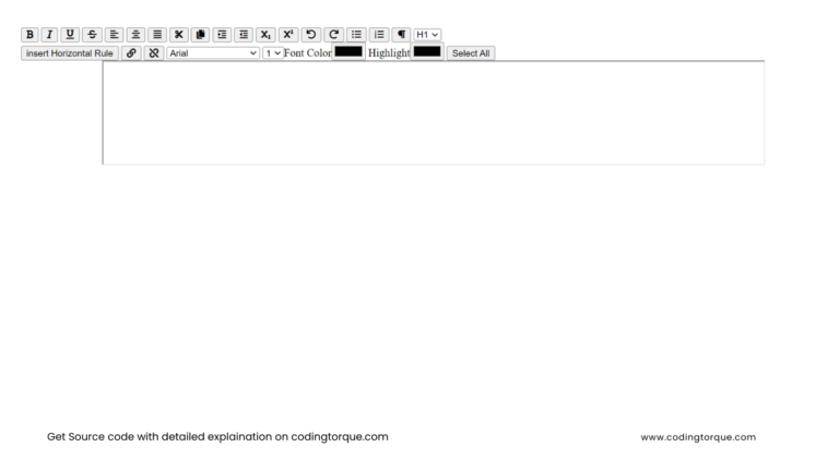 Rich Text Editor Using Html Css And Javascript Source Code Coding Torque Coding Torque 0156