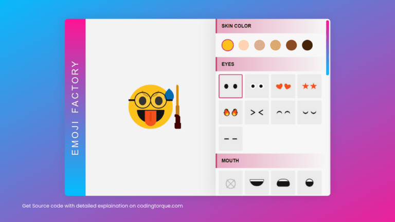 Emoji Generator Using Html Css And Javascript Source Code Coding Torque Coding Torque