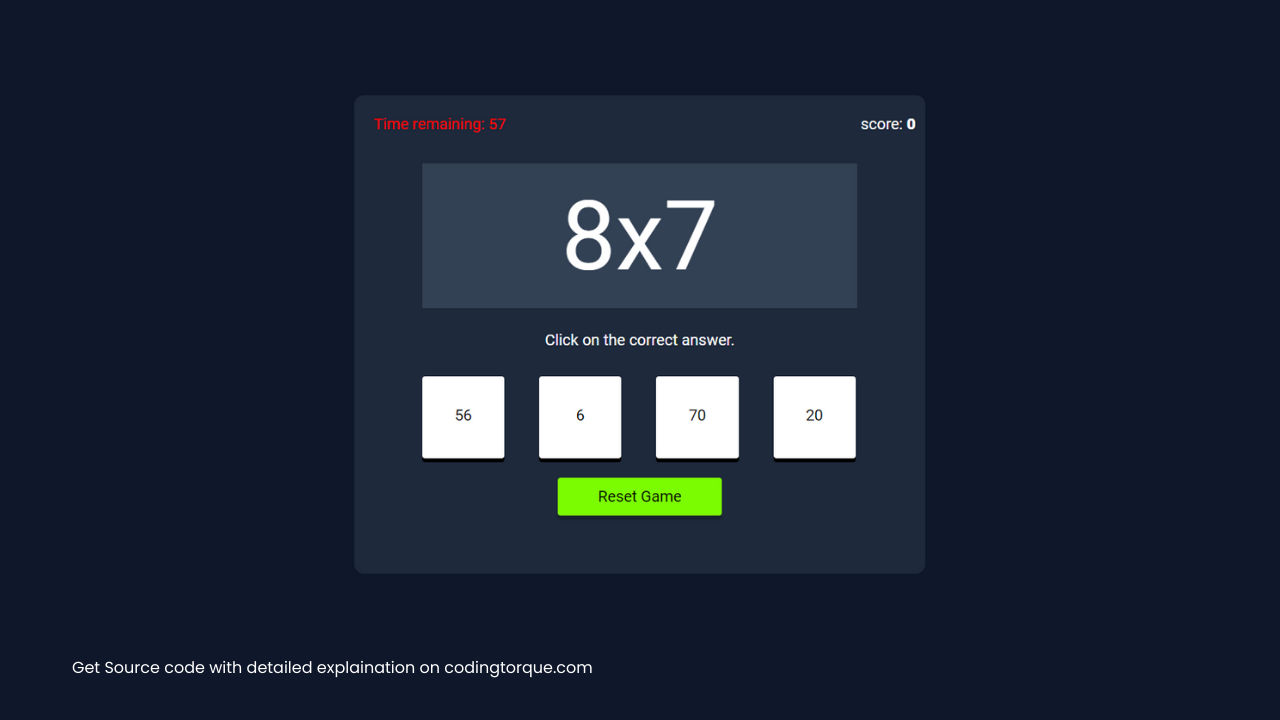 Math Game Using Html Css And Javascript Coding Torque 