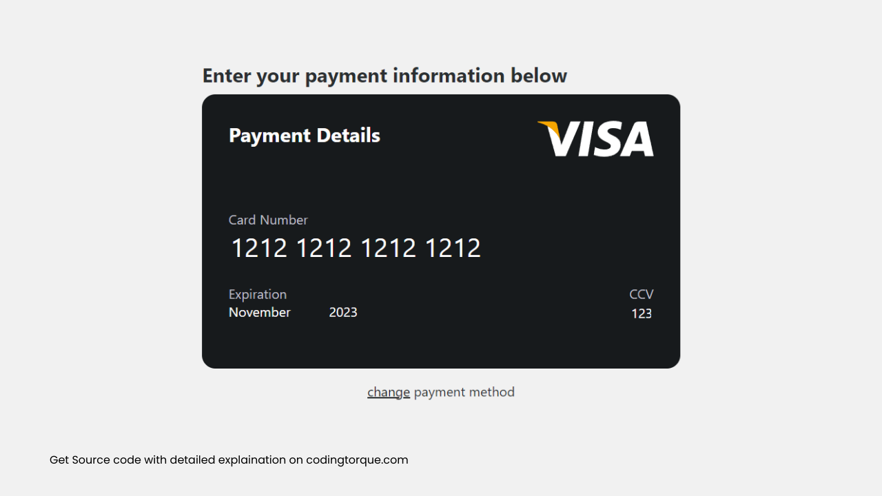 Checkout Credit Card Page Using Html Css And Javascript Coding Torque 8913
