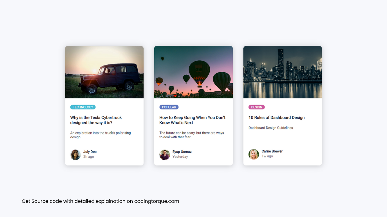 Article Cards using HTML and CSS » Coding Torque