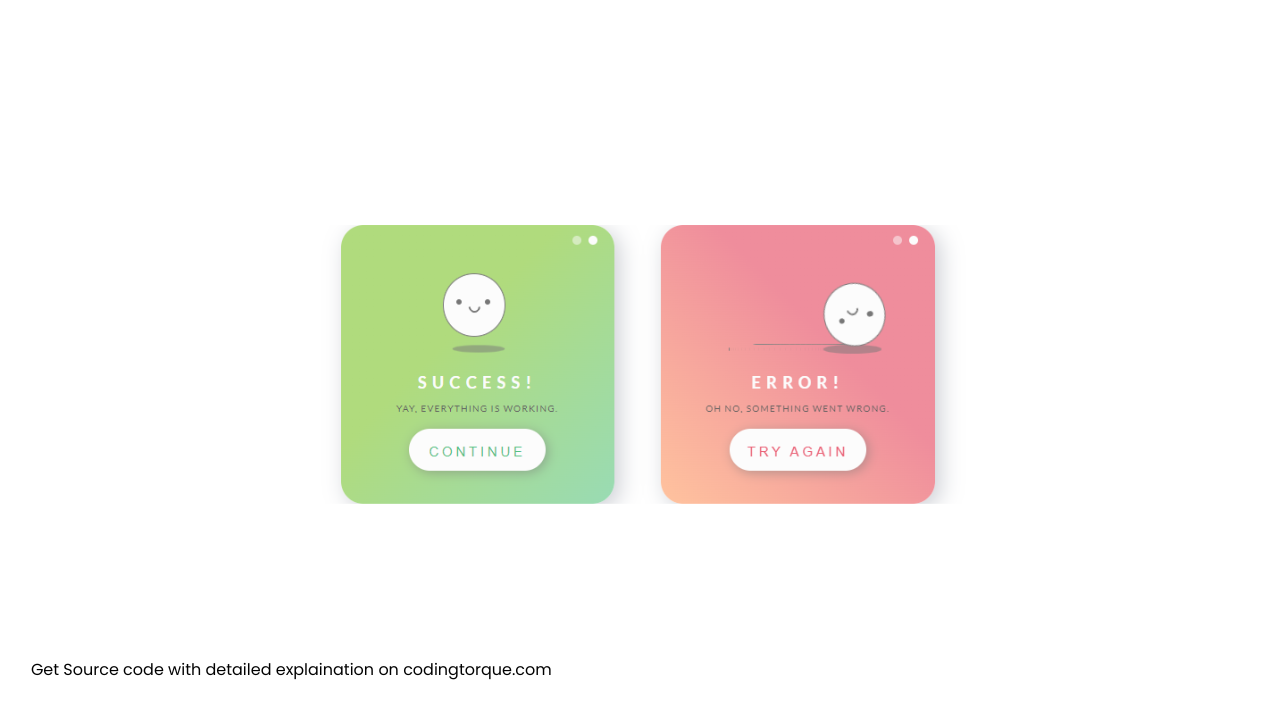 Error And Success Message Ui Using Html And Css Coding Torque 4069